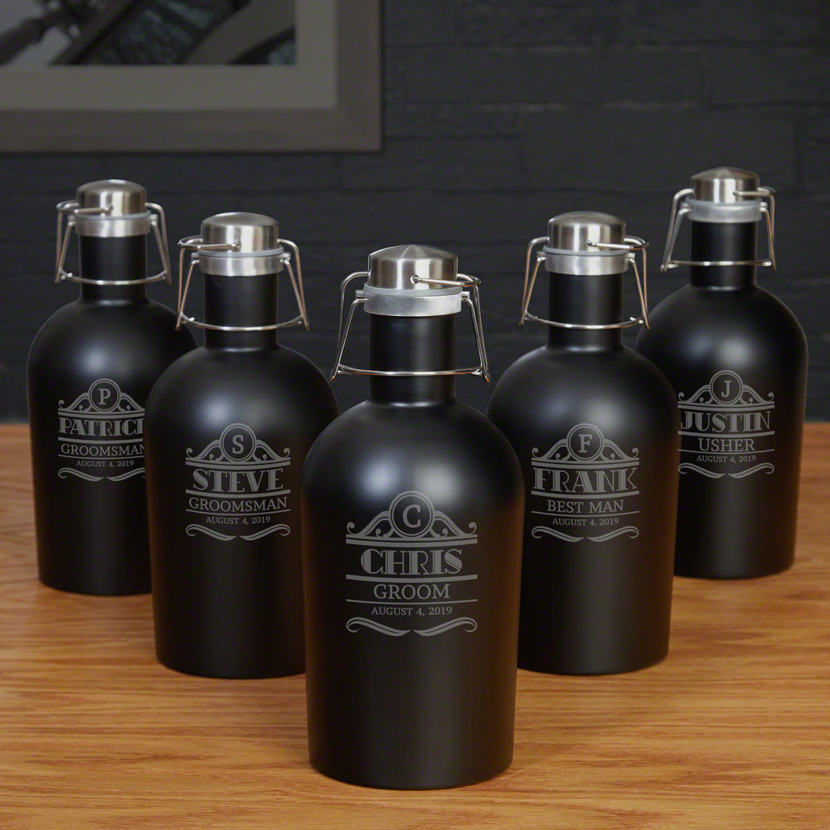 Personalized Beer Growler - Black Steel Groomsmen Gifts for 5 ...